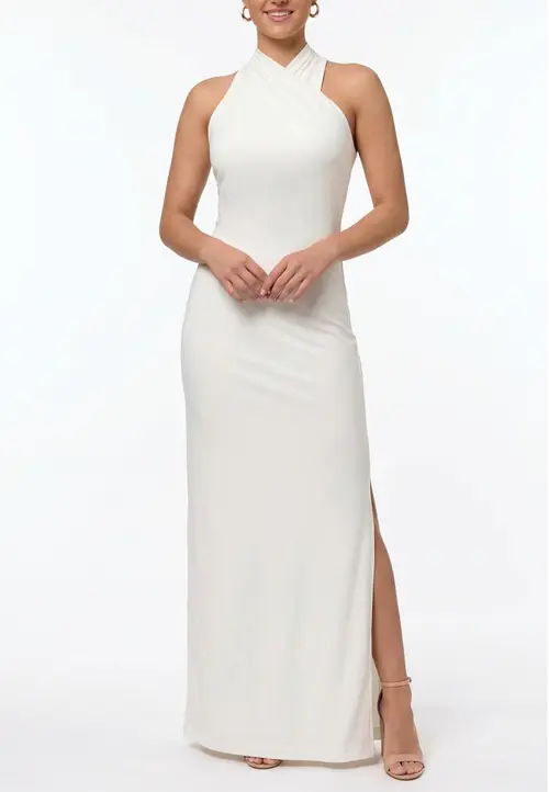 Rachel Rachel Roy Harland Crossover Halter Maxi Dress - Eggshell