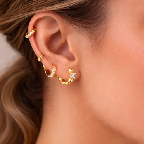 DONATELLO GIAN Beaded Huggie Hoop Earrings