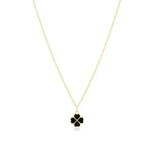 THE LOVERY FINE JEWELRY Lucky Clover Necklace - Onyx
