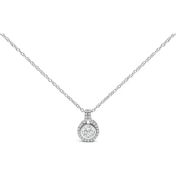HAUS OF BRILLIANCE Sterling Lab Grown Diamond Halo Pendant Necklace - Silver