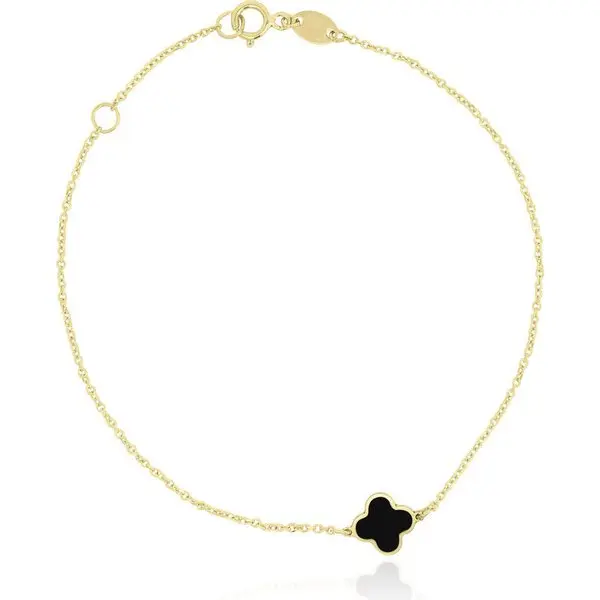 THE LOVERY FINE JEWELRY Mini Single Clover Bracelet - Onyx