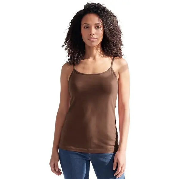 Roaman's Cami With Built-in Bra And Adjustable Straps - Chocolate