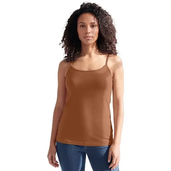 Roaman's Cami With Built-in Bra And Adjustable Straps - Cognac