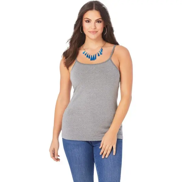 ROAMAN'S Cami With Built-in Bra And Adjustable Straps - Medium Heather Grey
