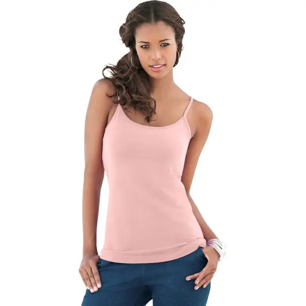 Roaman's Cami With Built-in Bra And Adjustable Straps - Soft Blush