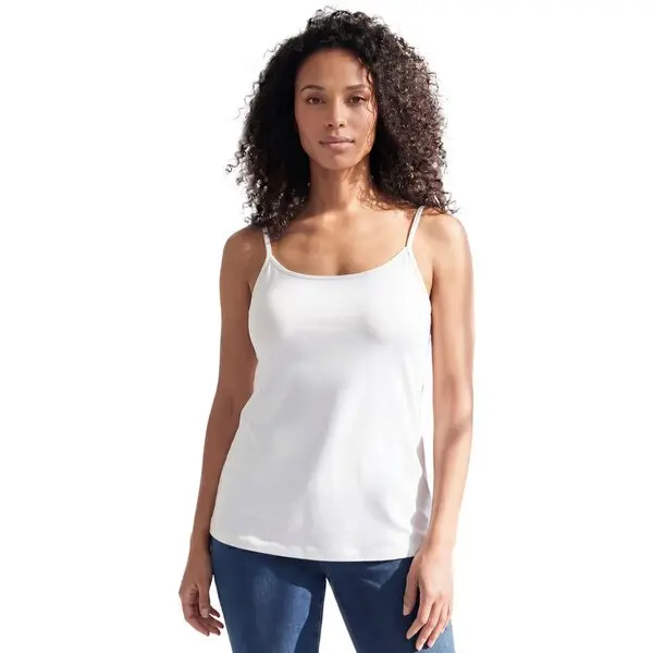 Roaman's Cami With Built-in Bra And Adjustable Straps - White