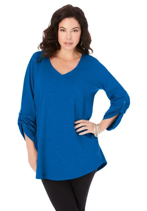 ROAMAN'S Boyfriend Textured Tunic - Vivid Blue