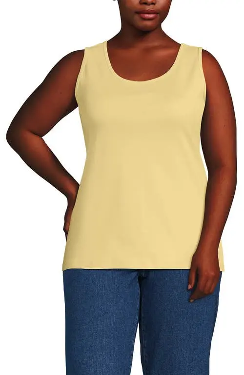 LANDS' END Cotton Tank Top - Pale Sunbeam Yellow