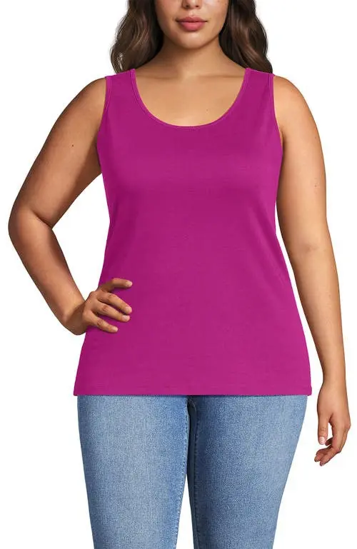 LANDS' END Cotton Tank Top - Raspberry Sorbet