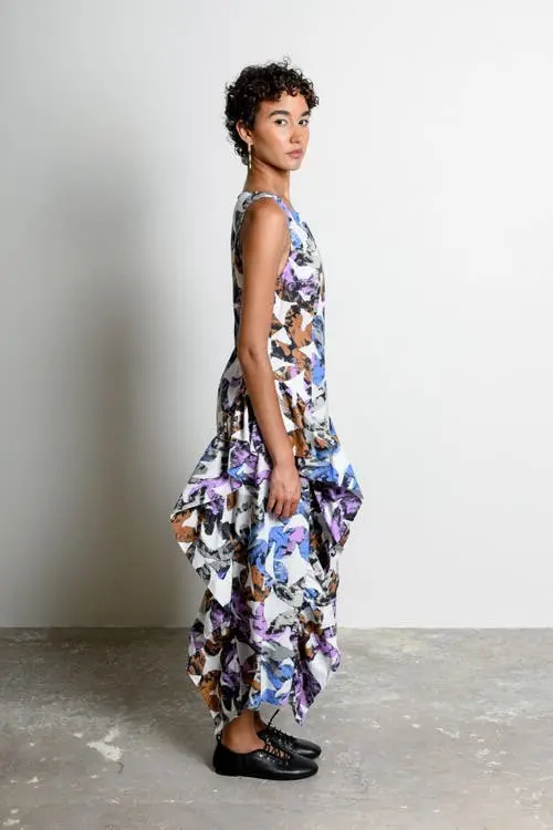 UNTITLED IN MOTION Palmetta Sculptural Ruffle Maxi Dress - Hydra