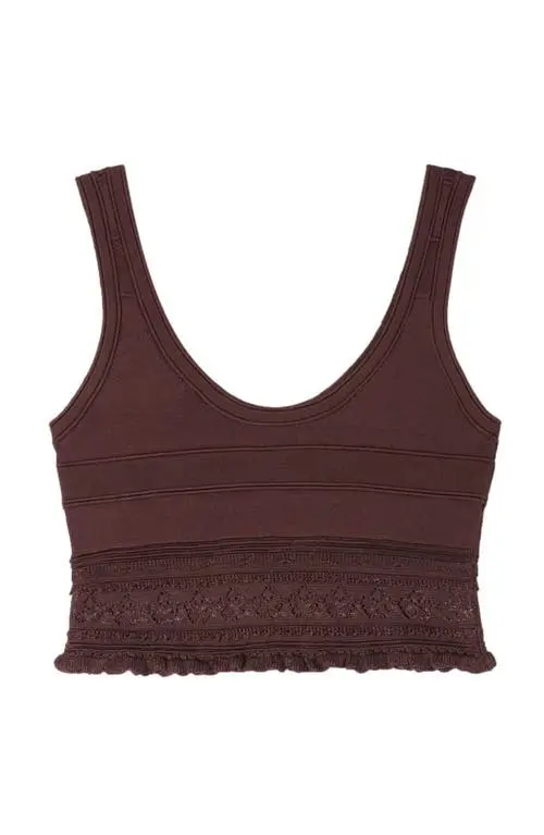 Sandro Pointelle Knit Crop Top - Brown