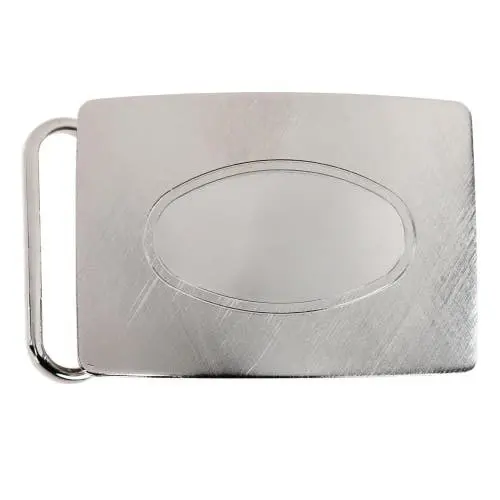 Trafalgar 30mm Oval Signet Brass Based Compression Belt Buckle - Silver