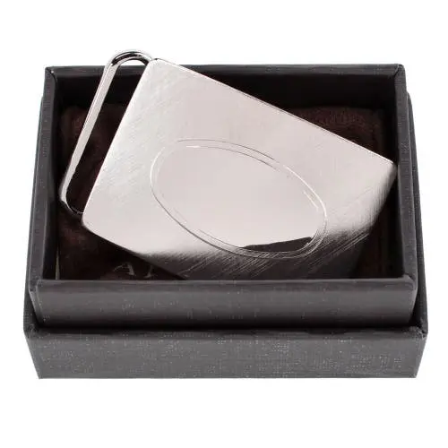 Trafalgar 30mm Oval Signet Brass Based Compression Belt Buckle - Silver