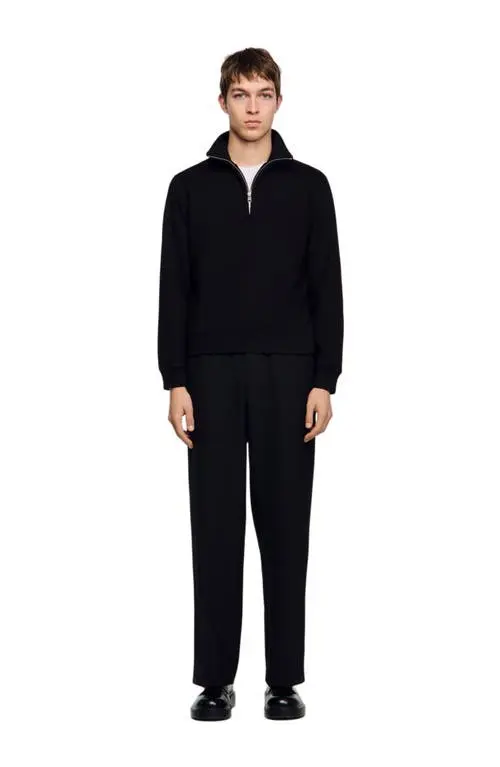 Sandro Cotton Zip-up Sweatshirt - Black