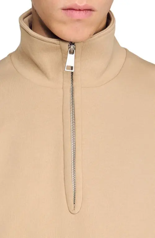 Sandro Cotton Zip-up Sweatshirt - Cappucino
