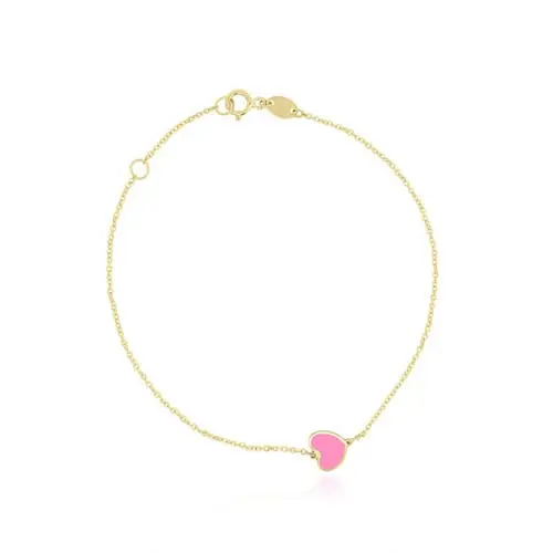 THE LOVERY FINE JEWELRY Mini Single Heart Bracelet - Bubblegum Pink