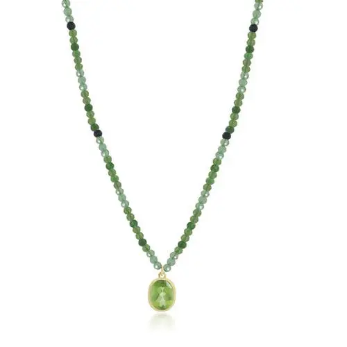 THE LOVERY FINE JEWELRY Bead Bezel Necklace - Green Tourmaline