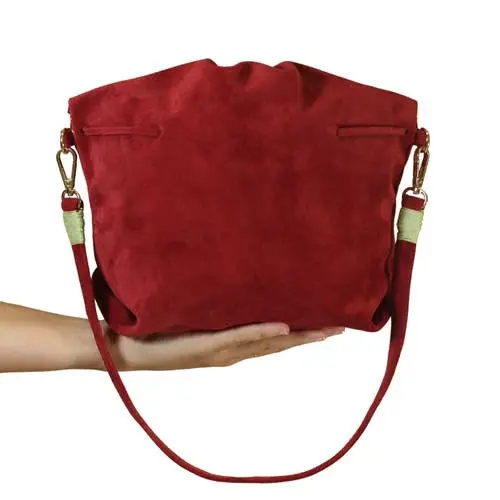 Carlos Falchi Butterfly Suede Leather Bag - Malbec