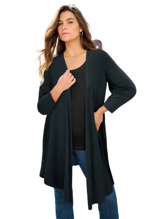 Roaman's Ultra Drape Cardigan - Black