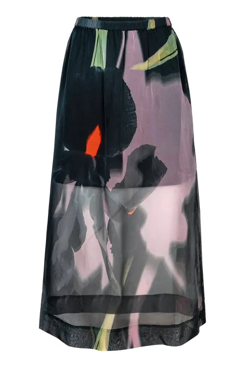 UNTITLED IN MOTION Mora Sheer Organza Midi Skirt