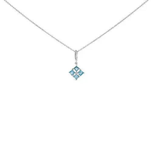 HAUS OF BRILLIANCE Sterling Blue Topaz And White Sapphire Pendant Necklace - Silver