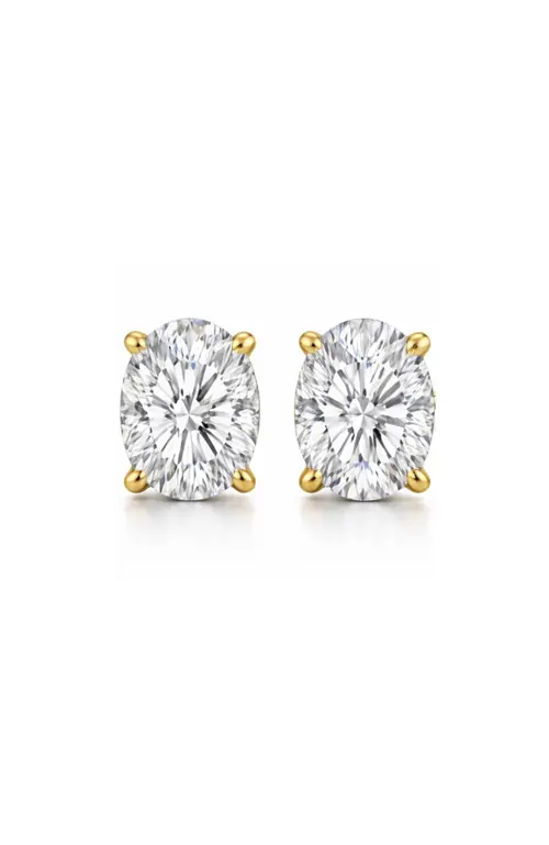 DLORIA Elena Oval Moissanite Vermeil Stud Earrings - Gold