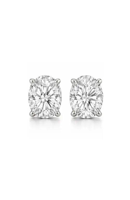 DLORIA Elena Oval Moissanite Vermeil Stud Earrings - Silver