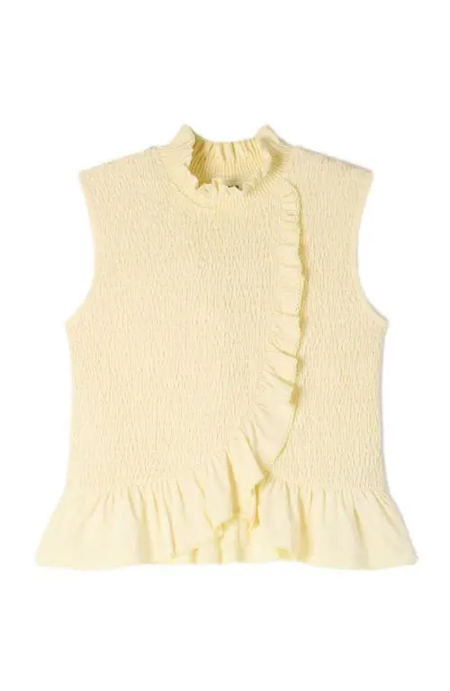 Sandro Ruffled Smocked Top - Light Yellow