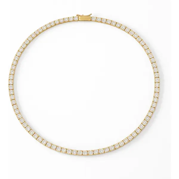 DONATELLO GIAN Round Cut Crystal Tennis Necklace - Gold