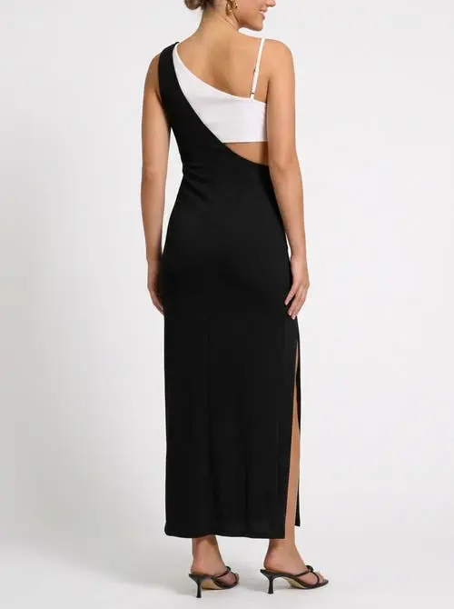 Rachel Rachel Roy One Shoulder Maxi Gown - Black Eggshell