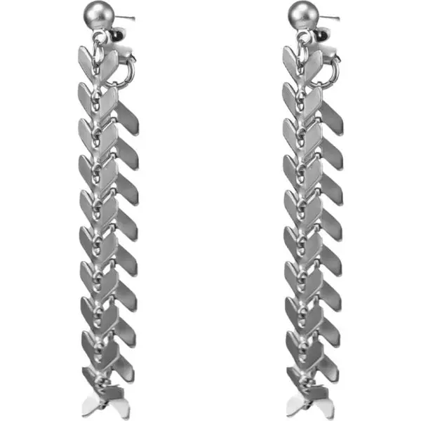 BEARFRUIT JEWELRY Elara Chevron Drop Earrings - Dark Grey