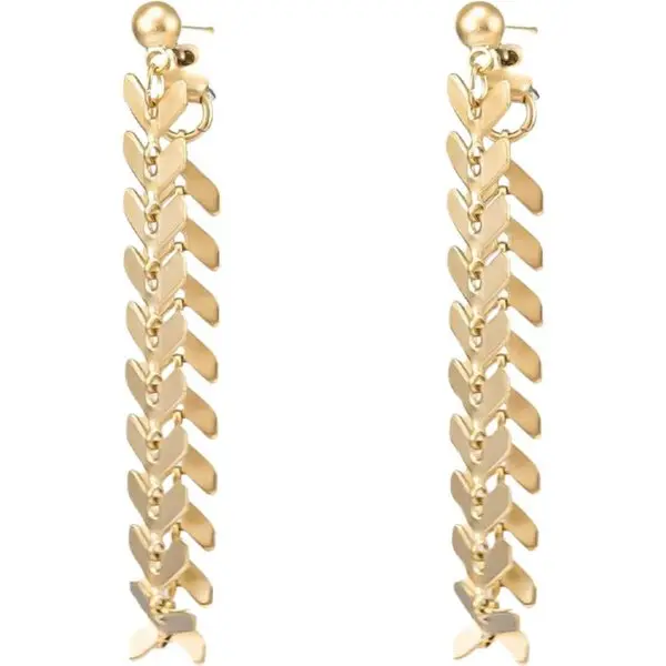 BEARFRUIT JEWELRY Elara Chevron Drop Earrings Bold Trendy Statement - Gold