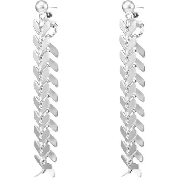 BEARFRUIT JEWELRY Elara Chevron Drop Earrings Bold Trendy Statement - Silver