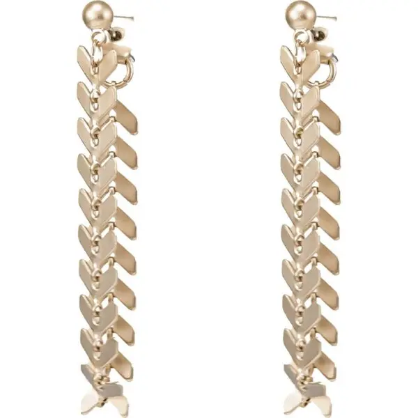 BEARFRUIT JEWELRY Elara Chevron Drop Earrings Bold Trendy Statement - Warm Bronze