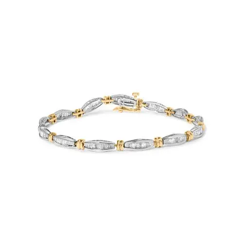 HAUS OF BRILLIANCE 10k Two-tone Gold 2.0 Cttw Baguette Diamond Link Bracelet - Yellow Gold