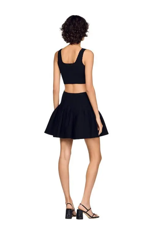 Sandro Short Knit Godet Skirt - Black