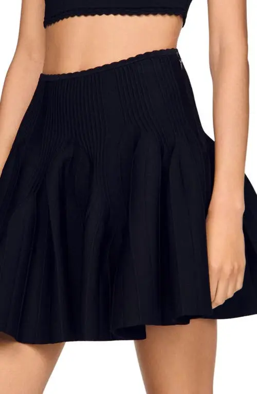 Sandro Short Knit Godet Skirt - Black