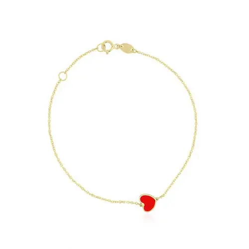 THE LOVERY FINE JEWELRY Mini Single Heart Bracelet - Coral