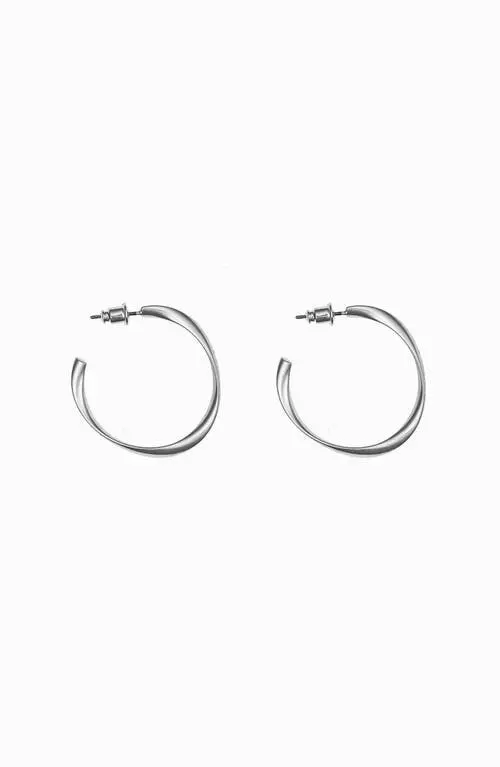 BEARFRUIT JEWELRY Sculpted Oval Hoop Earrings - Dark Grey