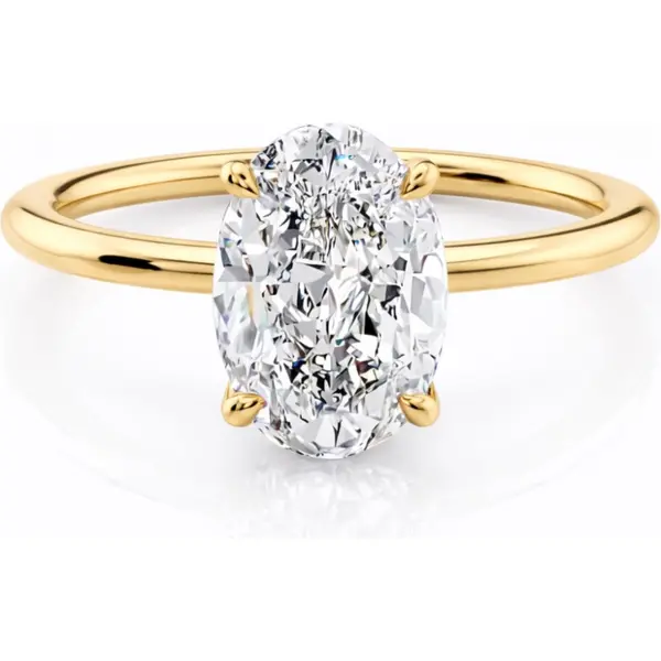DLORIA Elena Oval Moissanite Solitaire Vermeil Ring - Gold