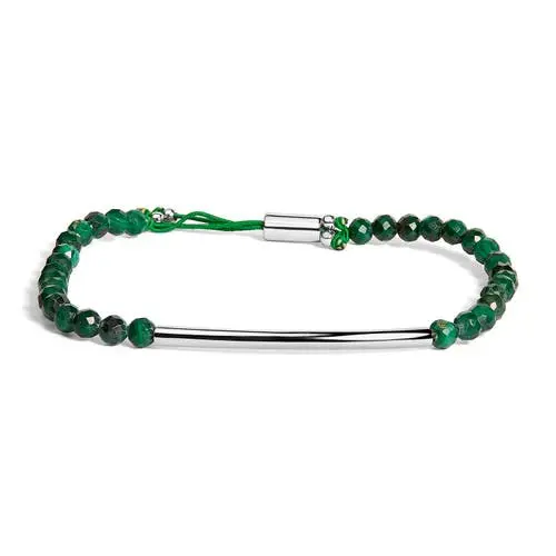 HAUS OF BRILLIANCE Sterling Malachite Bead Station Bracelet - Silver
