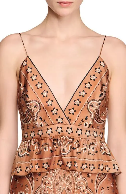 Sandro Bandana-print Maxi Dress - Brown/black