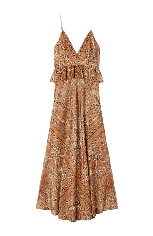 Sandro Bandana-print Maxi Dress - Brown/black