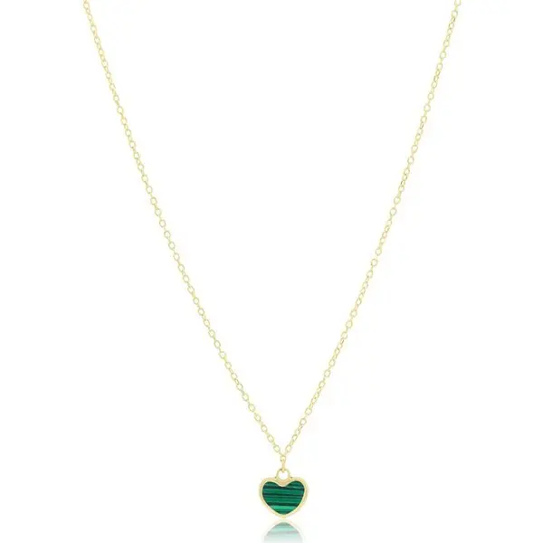 THE LOVERY FINE JEWELRY Mini Single Heart Necklace - Malachite