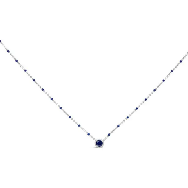HAUS OF BRILLIANCE Sterling Sapphire Bead Chain Necklace - Silver