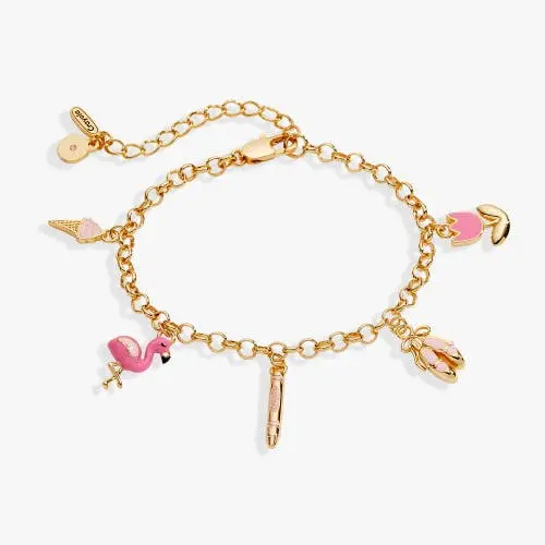 ALEX AND ANI Crayola X Fan Favorites Tickle Me Pink Charm Bracelet - Gold