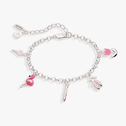 ALEX AND ANI Crayola X Fan Favorites Tickle Me Pink Charm Bracelet - Silver