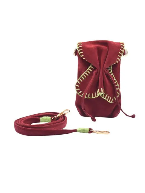 Carlos Falchi Cell Phone Suede Shoulder Bag - Malbec