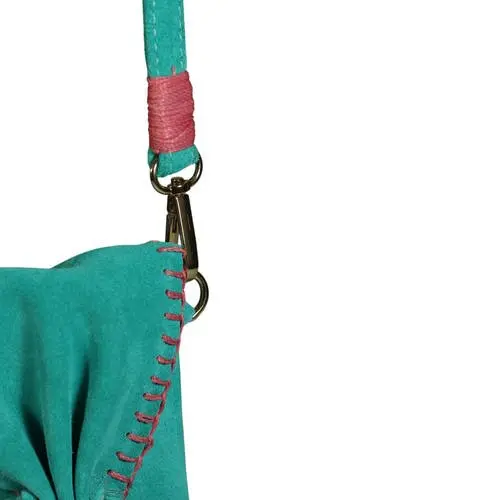 Carlos Falchi Cell Phone Suede Shoulder Bag - Sky