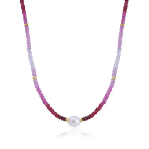 THE LOVERY Ombre Bead Pearl Necklace - Ruby